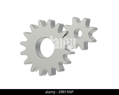 Gears isolated on white background. Cogwheel. 3d illustration Stock Photo - Alamy