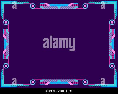 Cyberpunk frame. Linear border in futuristic cyberpunk and virtual ...