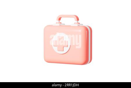 Cartoon medicine box, first-aid kit, 3d rendering. Digital drawing ...