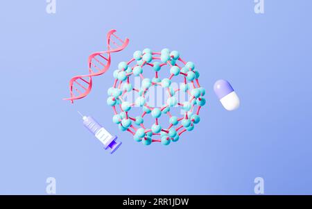 Cartoon DNA and injection syringe, 3d rendering. Digital drawing Stock ...