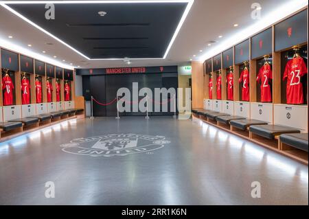 Manchester United’s dressingroom at the Old Trafford stadium in ...