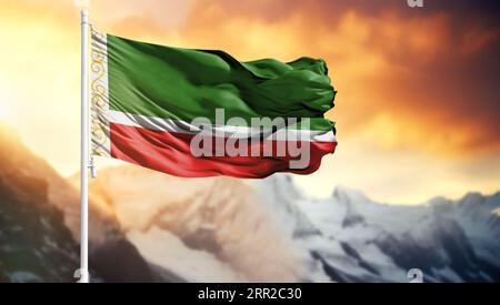 Flag of Chechen Republic on a flagpole Stock Photo - Alamy
