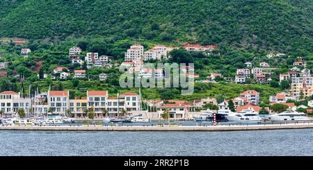 View of Portonovi Marina in the small coastal town of Kumbor in the ...