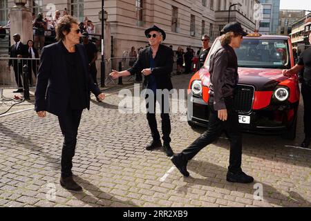 (left to right) Ronnie Wood, Sir Mick Jagger and Keith Richards at the ...