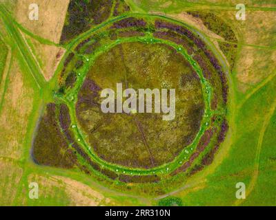 Aerial view of Ring of Brodgar neolithic henge and stone circle at West ...