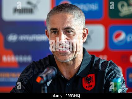 Coach Sylvinho of Albania during a soccer game between the national ...