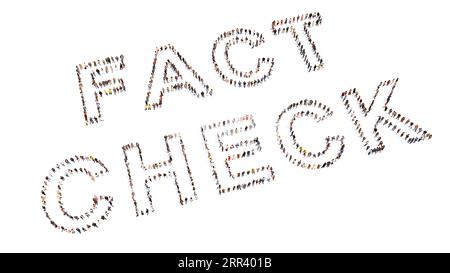 Conceptual community of people forming the words FACT CHECK. 3d ...