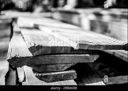 Selective focus on staked rough cut lumber at a saw mill Stock Photo ...