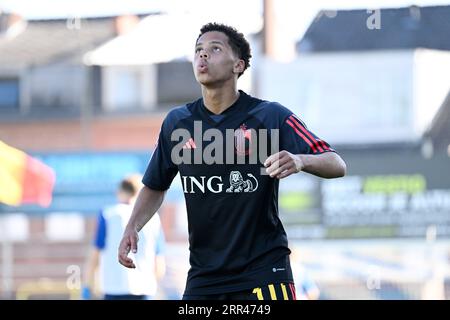 Ayanda Sishuba of Belgium warms up during a friendly soccer game ...