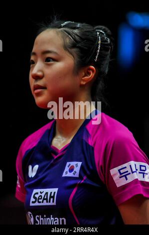 LAGOS, NIGERIA - JUNE 18: Shin Yubin of Korea (Winner) during the WTT ...