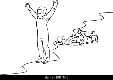 Formula F1 racing car. Continuous one line art drawing style ...