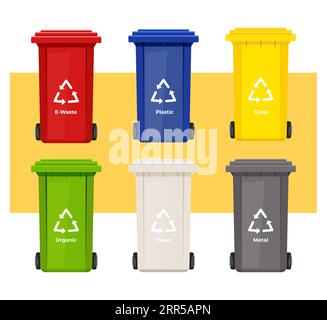 Recycling codes for plastic, metal, glass, paper. Sorting garbage, segregation and recycling ...
