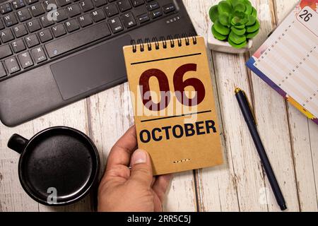 06 October text with blackboard background for calendar. And October is ...
