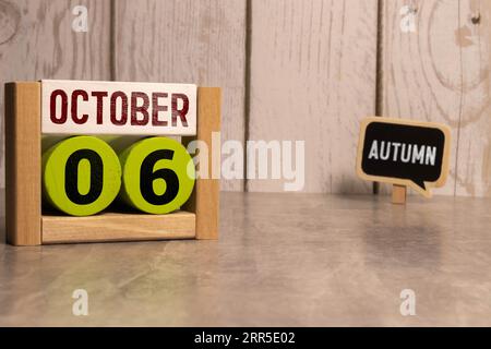 06 October text with blackboard background for calendar. And October is ...