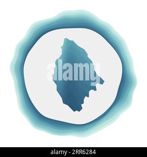 La Digue round logo. Digital style shape of La Digue in dotted circle ...