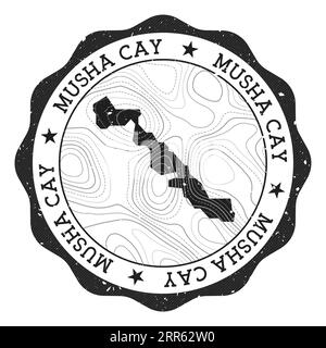 Musha Cay round stamp. Round logo with island map and title. Stylish ...