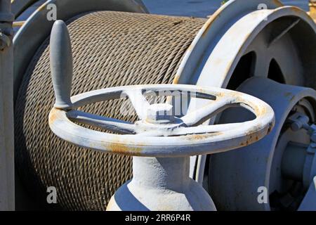Wire rope wheel, closeup of photo Stock Photo - Alamy