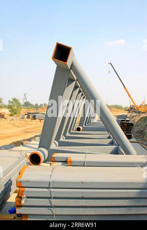 Triangular steel frame structure, closeup of photo Stock Photo - Alamy