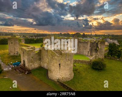 Aerial view of Roscommon castle in Ireland, Anglo Norman stronghold ...