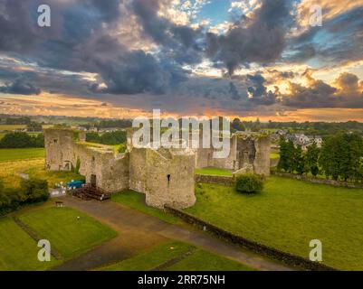 Aerial view of Roscommon castle in Ireland, Anglo Norman stronghold ...