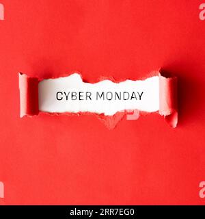 Top view ripped paper cyber monday promotion. Resolution and high ...