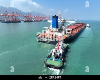 Cargo ships dock at Lianyungang Port Container Terminal in Lianyungang ...