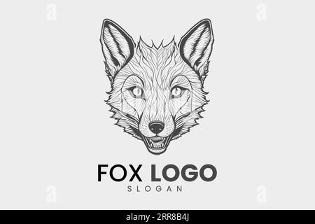 Wolf head logo fox face illustration design illustration in a home ...