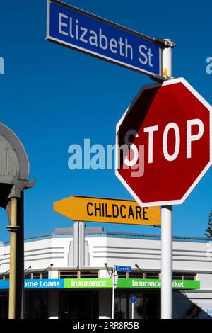 Street signs, Petone, Wellington, North Island, New Zealand Stock Photo ...
