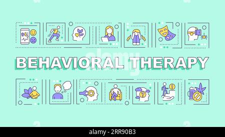 2D behavioral therapy text with multicolor thin linear icons Stock ...