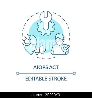 2D thin linear blue AI ops observe icon Stock Vector Image & Art - Alamy