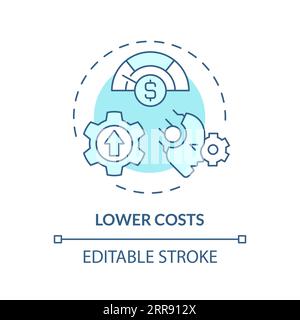 2D editable blue cost savings for farmers icon, monochromatic isolated ...