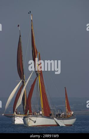 The Thames sailing barge Blue Mermaid in full sail, Blackwater Barge ...