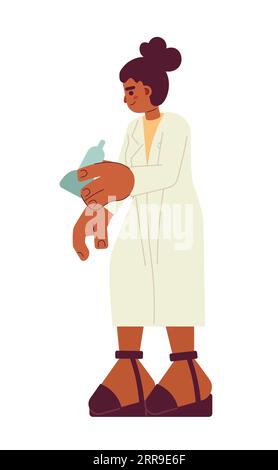 Doctor holding ultrasound hand device monochromatic flat vector ...
