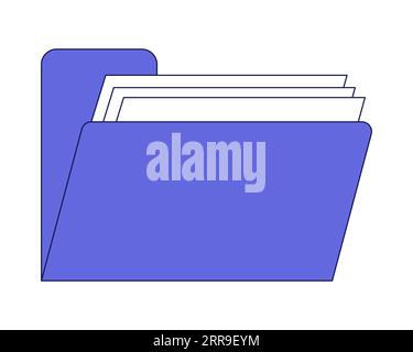 Retro computer folder files flat monochrome isolated vector object ...