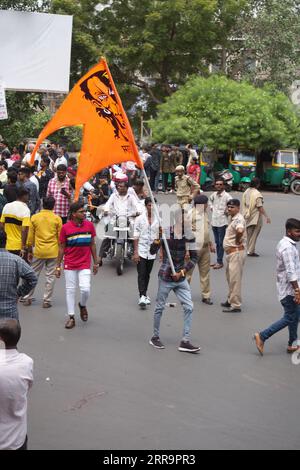 Saffron flag flying on Hindu Somnath Temple ; Prabhas Patan ; Junagadh ...