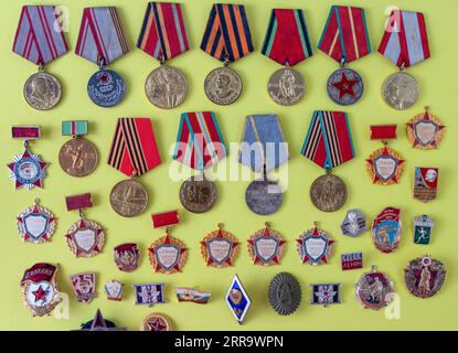 Old military medals. Collection set of different soviet vintage medal ...