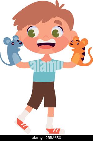 boy playing with puppets Stock Vector Image & Art - Alamy