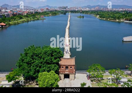 Aerial photo shows Anping Bridge, a Song dynasty stone beam bridge in ...