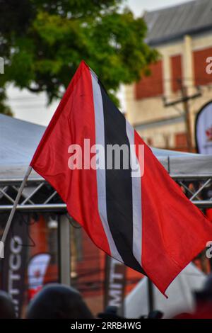 Flag of Trinidad and Tobago, red with black and white stripe flag of ...