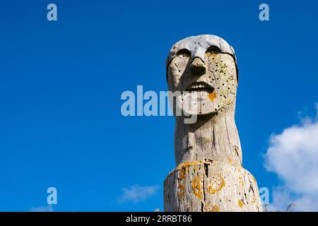 Viking totem pole art installation at Burray on Orkney Islands ...