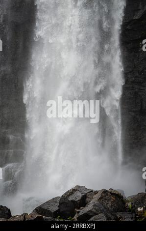 Jets of water plummet from Fossa, the Faroe Islands largest set of ...