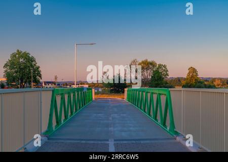 New traffic circle and bridge for railway with sunset summer colors ...