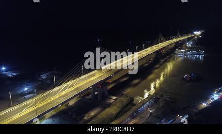 Aerial view of the Patuakhali Bridge over Laukathi River at Barishal ...