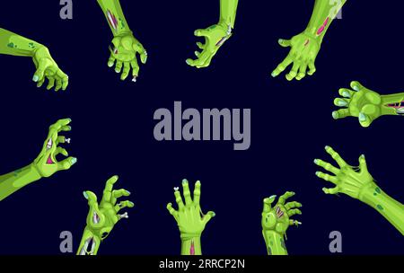 Halloween cartoon slime frame with bones and eyes. Creepy and toxic ...