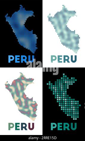 Peru map. Map of Peru in dotted style. Borders of the country filled ...
