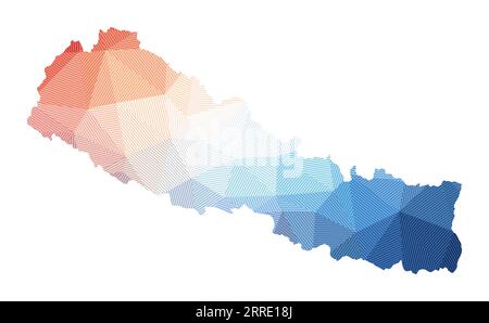Network map of Nepal. Country digital connections map. Technology ...