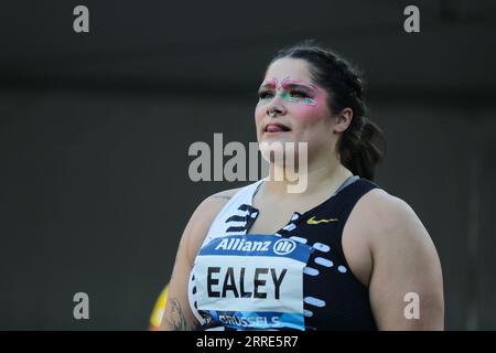 Chase Ealey, of the United States, reacts after an attempt in the Women ...