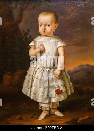 girl with cherries, 1843, Joan Mestre i Bosch, majorcan school, Nins, portraits of children s ...