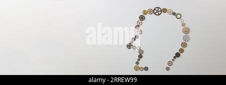 Many different gears shaped as human head on white background Stock ...