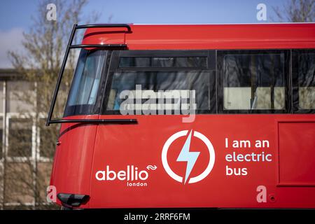 Wrightbus' electric double decker bus at the Wrightbus' Ballymena ...